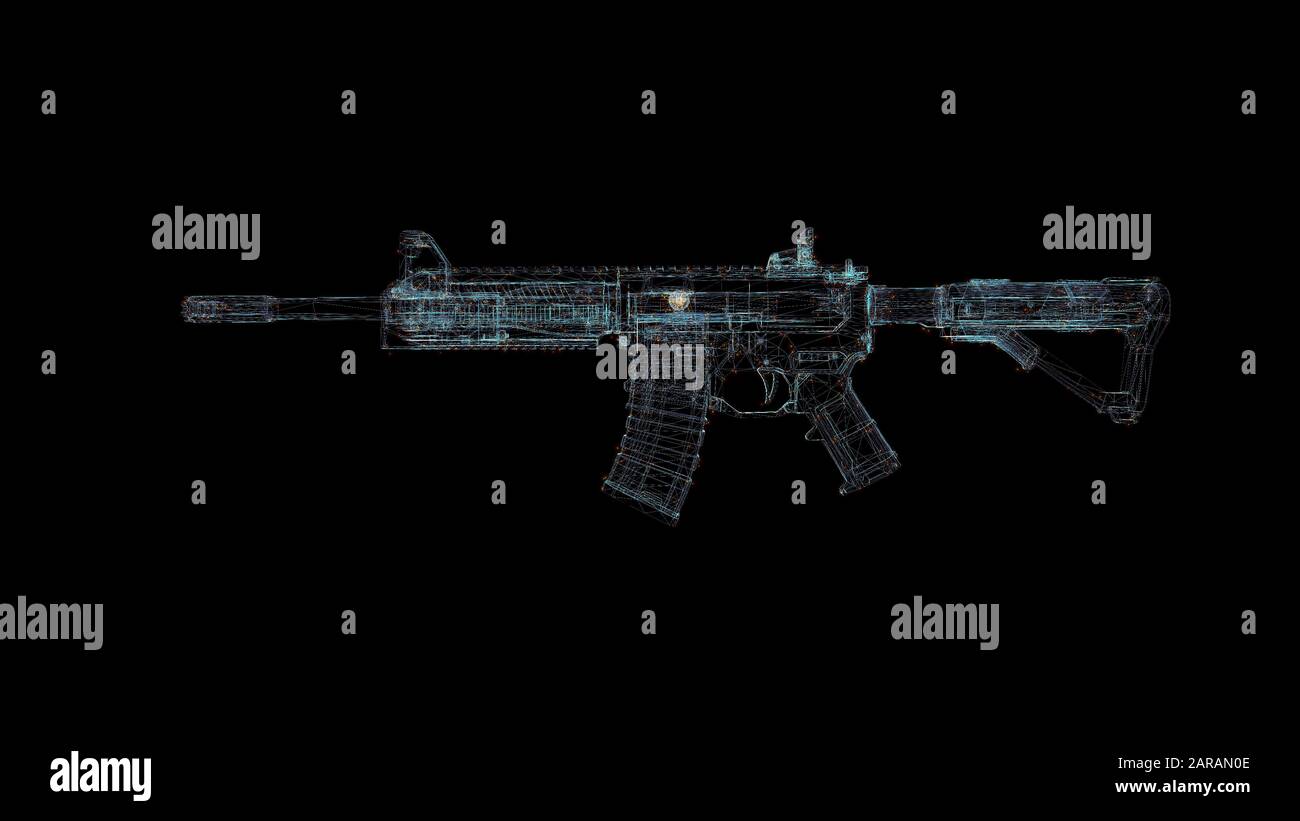 Weapon Hologram Wireframe. Nice 3D Render on a black background Stock ...