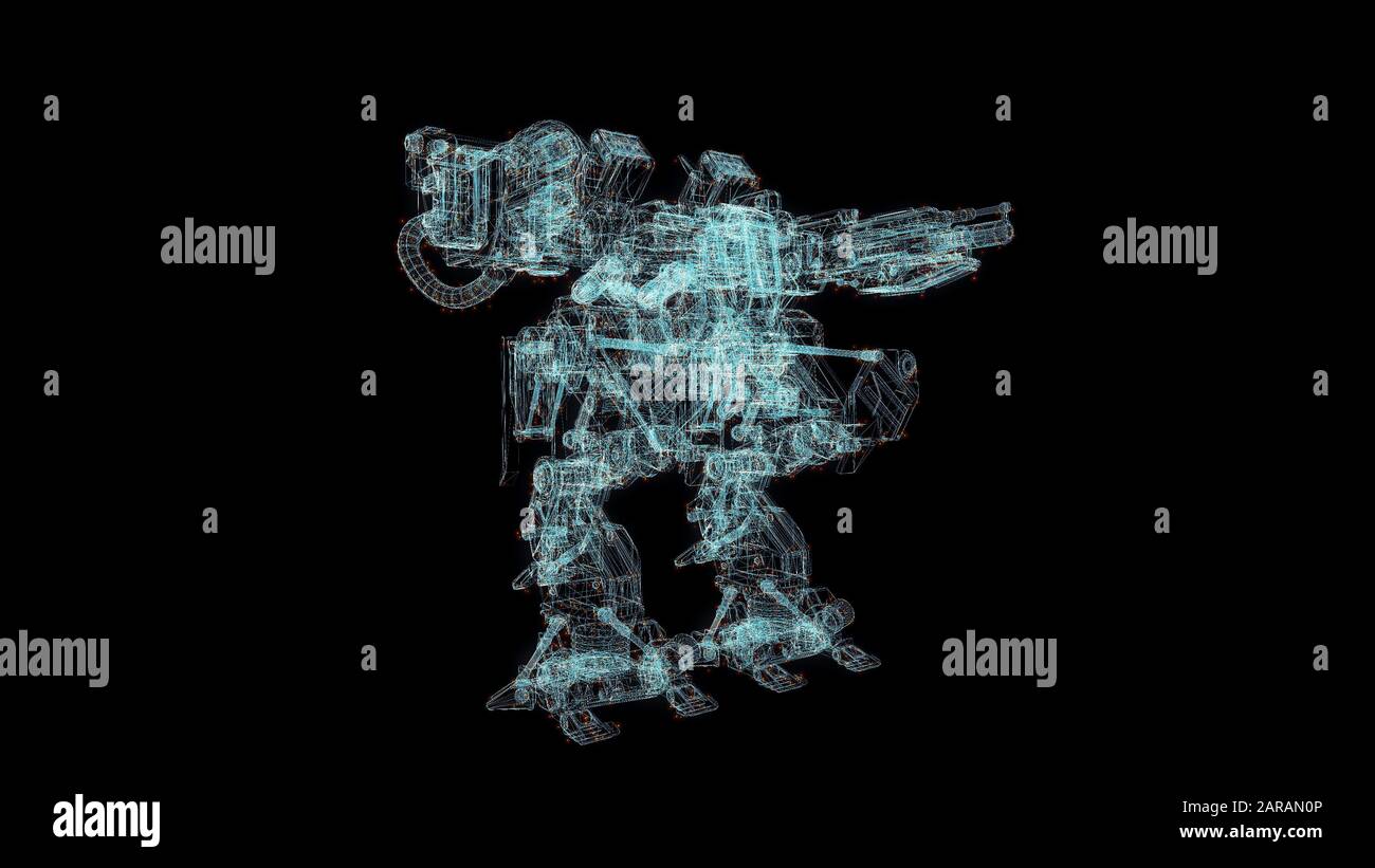 Robot Hologram Wireframe. Nice 3D Render on a black background Stock ...