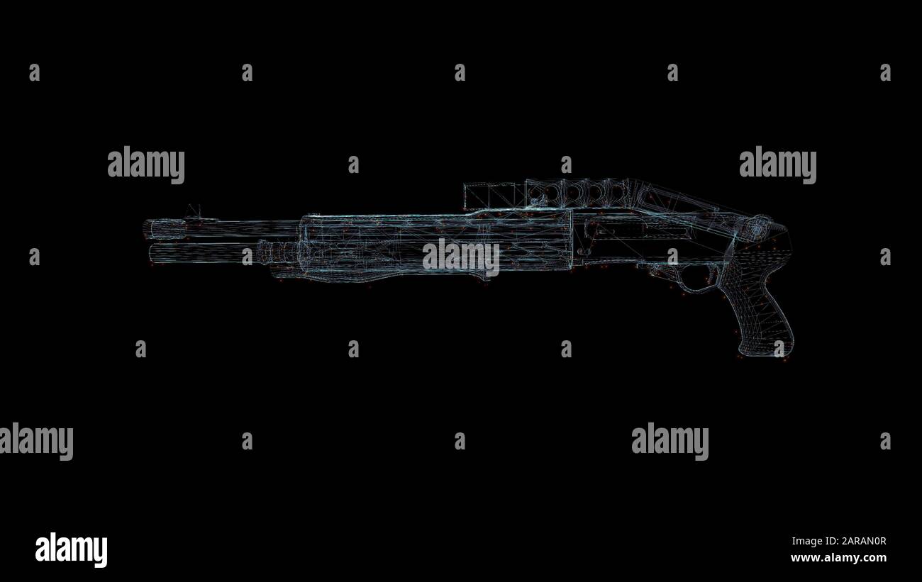 Weapon Hologram Wireframe. Nice 3D Render on a black background Stock ...