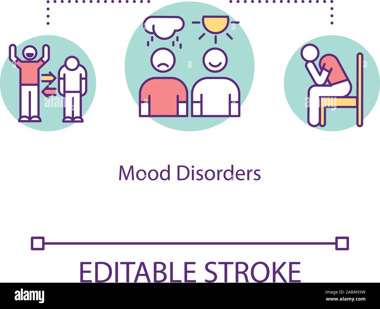 Mood disorders concept icon. Mental illness idea thin line illustration ...