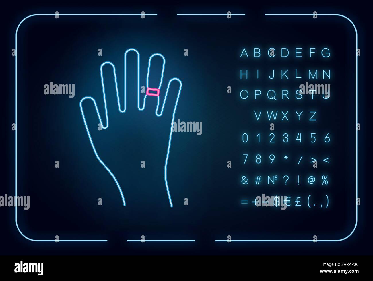 Swelling neon light icon. Weight gain. Swollen finger. Bloating on arm ...