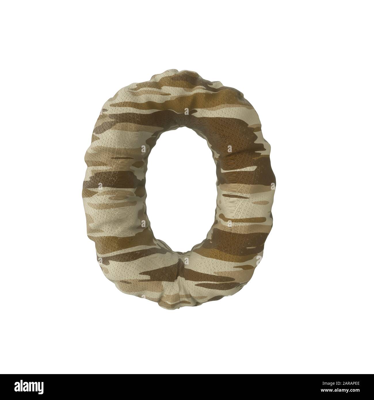 Camouflage army numbers of 0, 3D rendering isolated on white background ...