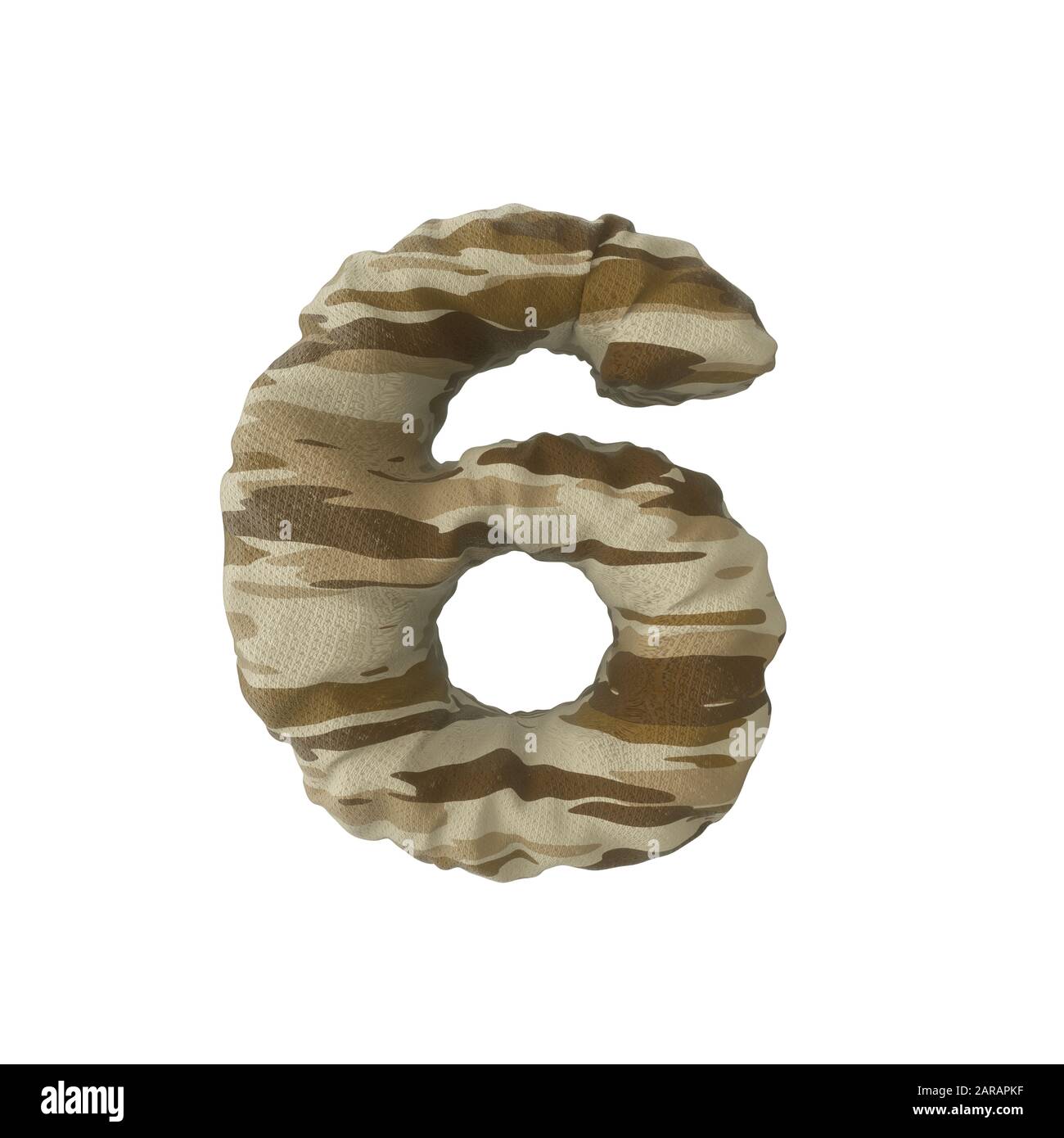 Camouflage army numbers of 6, 3D rendering isolated on white background ...