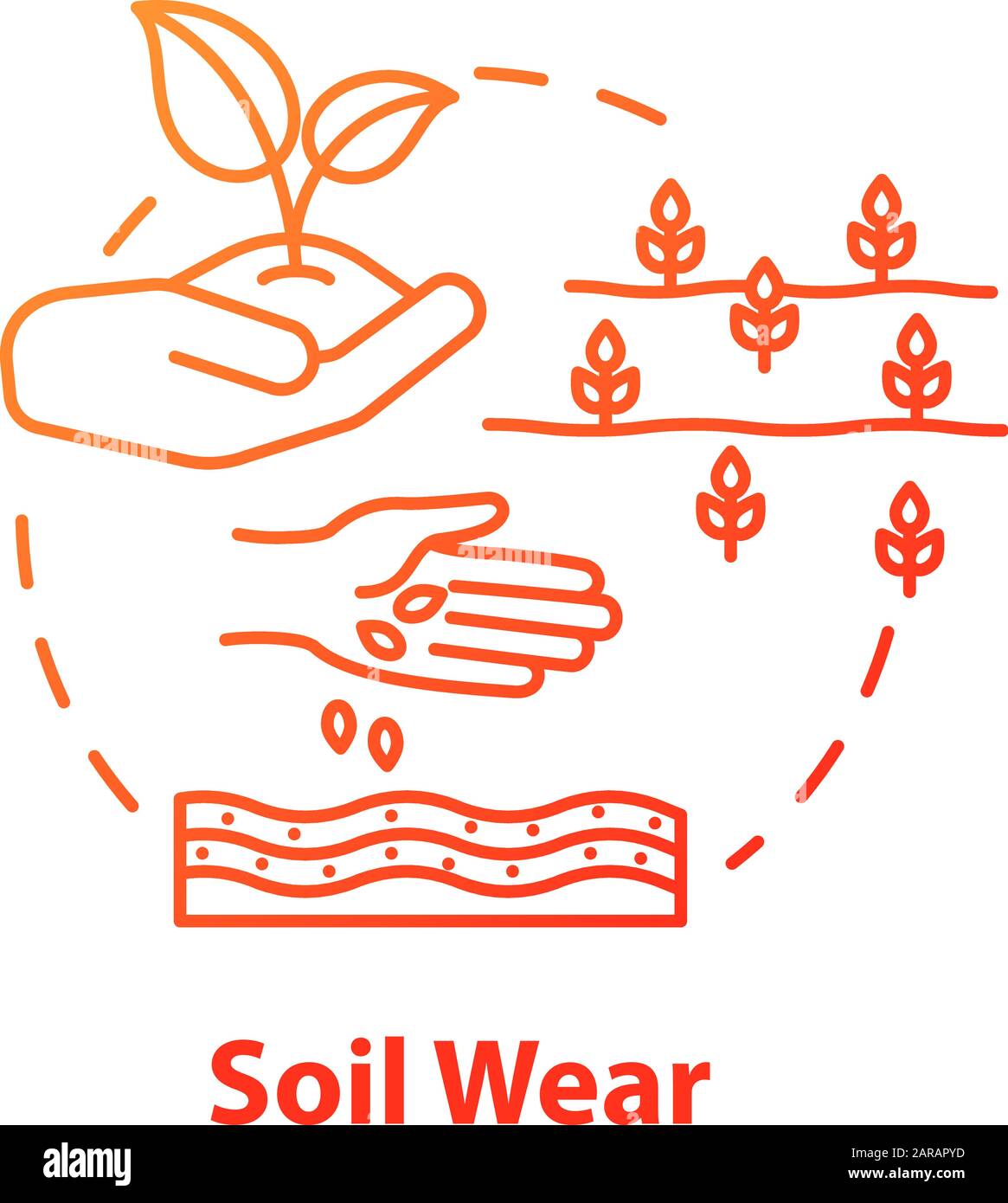 Soil wear concept icon. Industrial damage to nature. Agriculture and agronomy. Cultivation ...