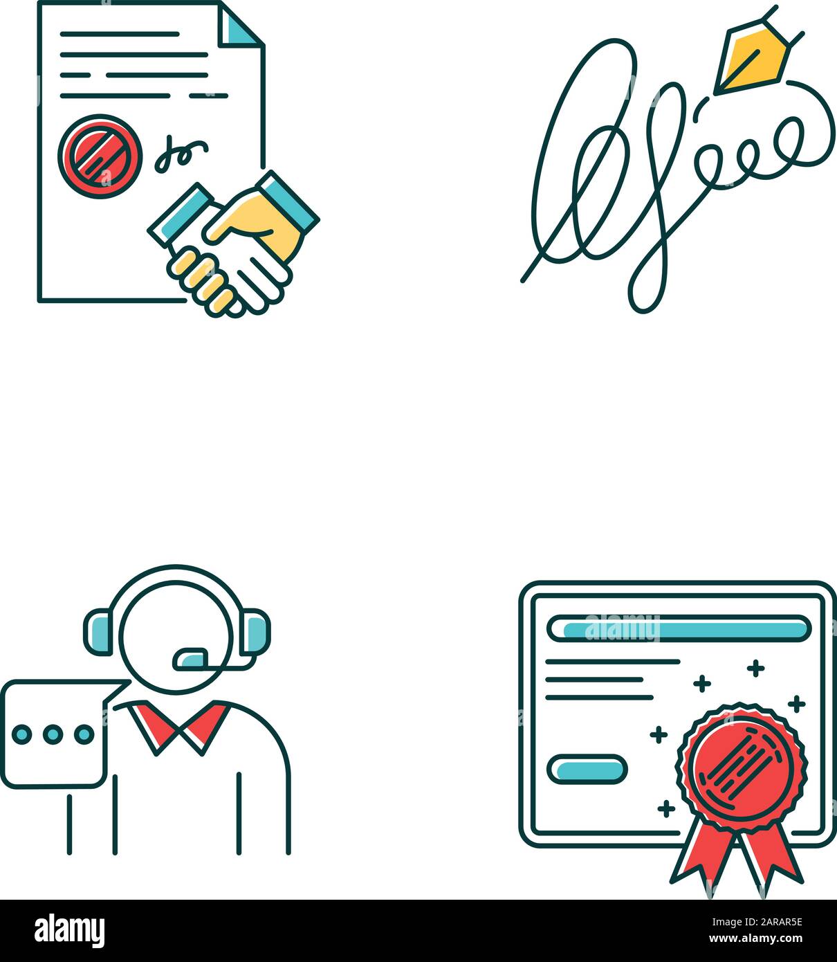 Notary services RGB color icons set. Apostille and legalization ...