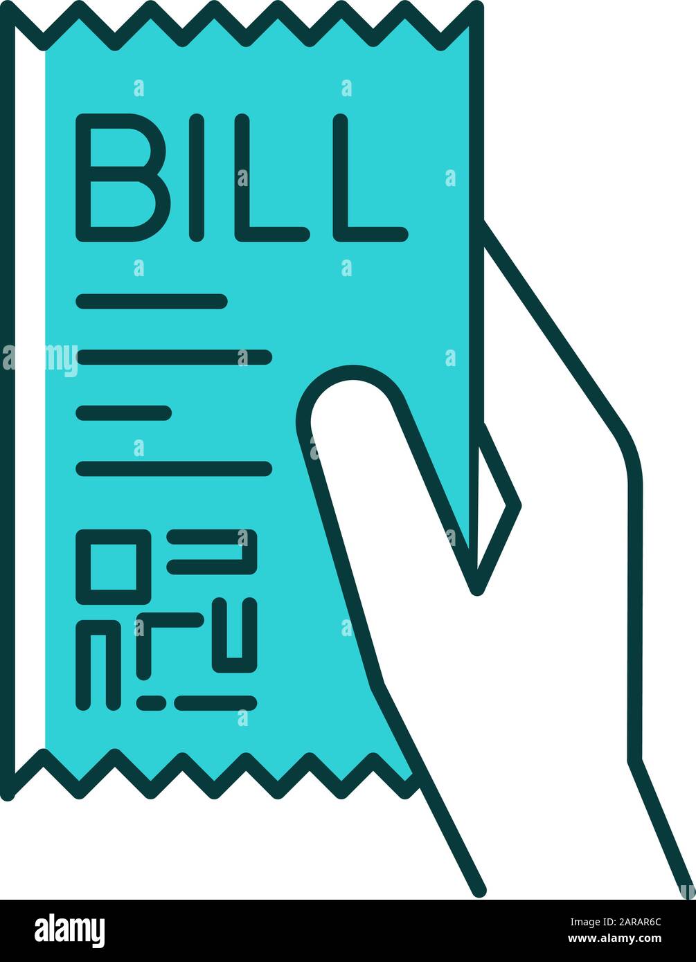 Bill of exchange turquoise RGB color icon. Printed cheque. Payment ...