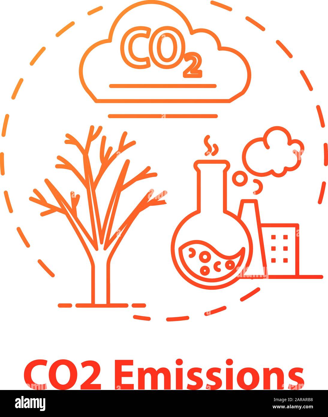 CO2 emission concept icon. Facility and factory production. Chemical ...