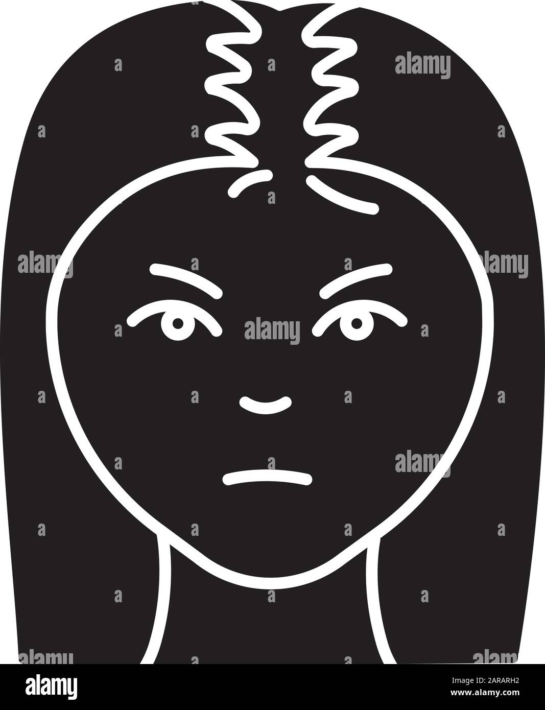 Female hair black glyph icon. Woman with alopecia. Hairloss problem ...