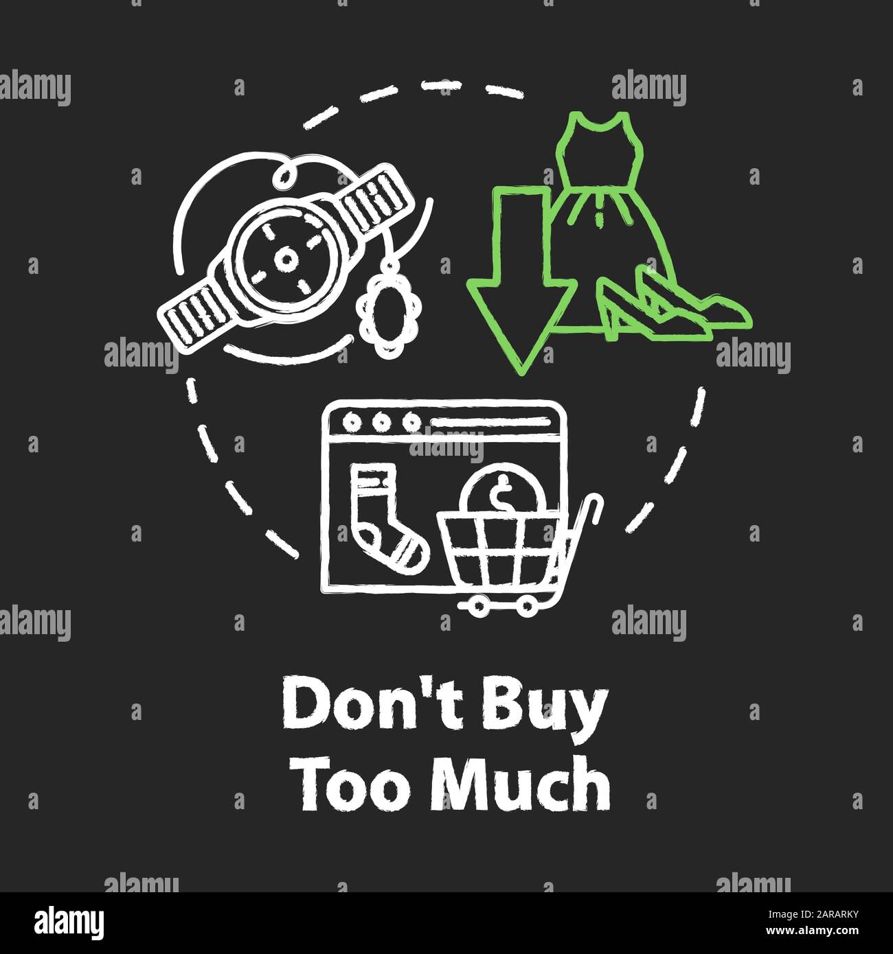 Don't buy too much chalk RGB color concept icon. Consumerism and ...