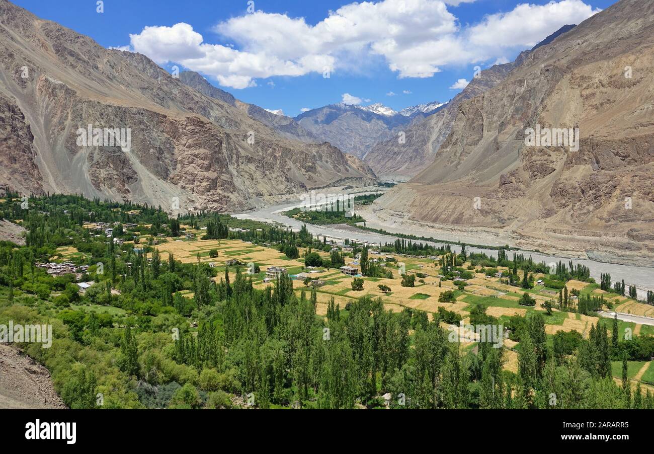 Turtuk one of the northernmost villages in India and the Shyok River ...