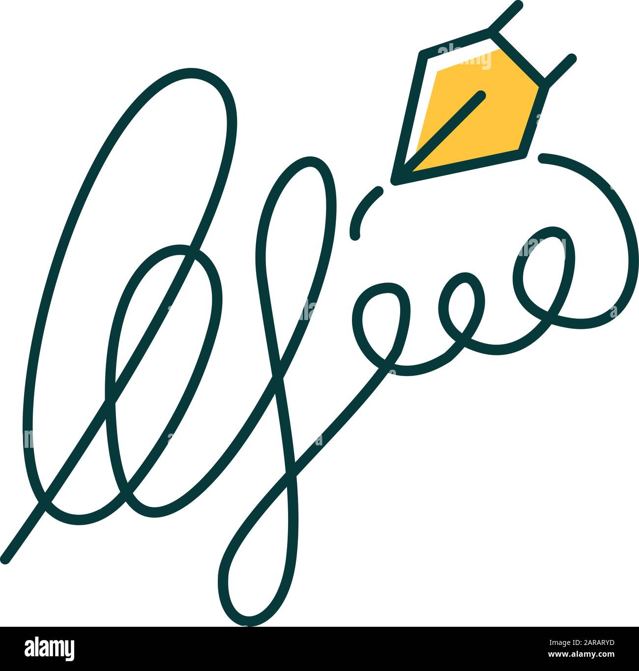 Signature RGB color icon. Handwriting. Autograph. Proof of identity and ...