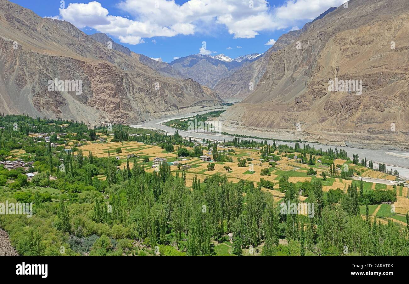 Turtuk one of the northernmost villages in India and the Shyok River ...