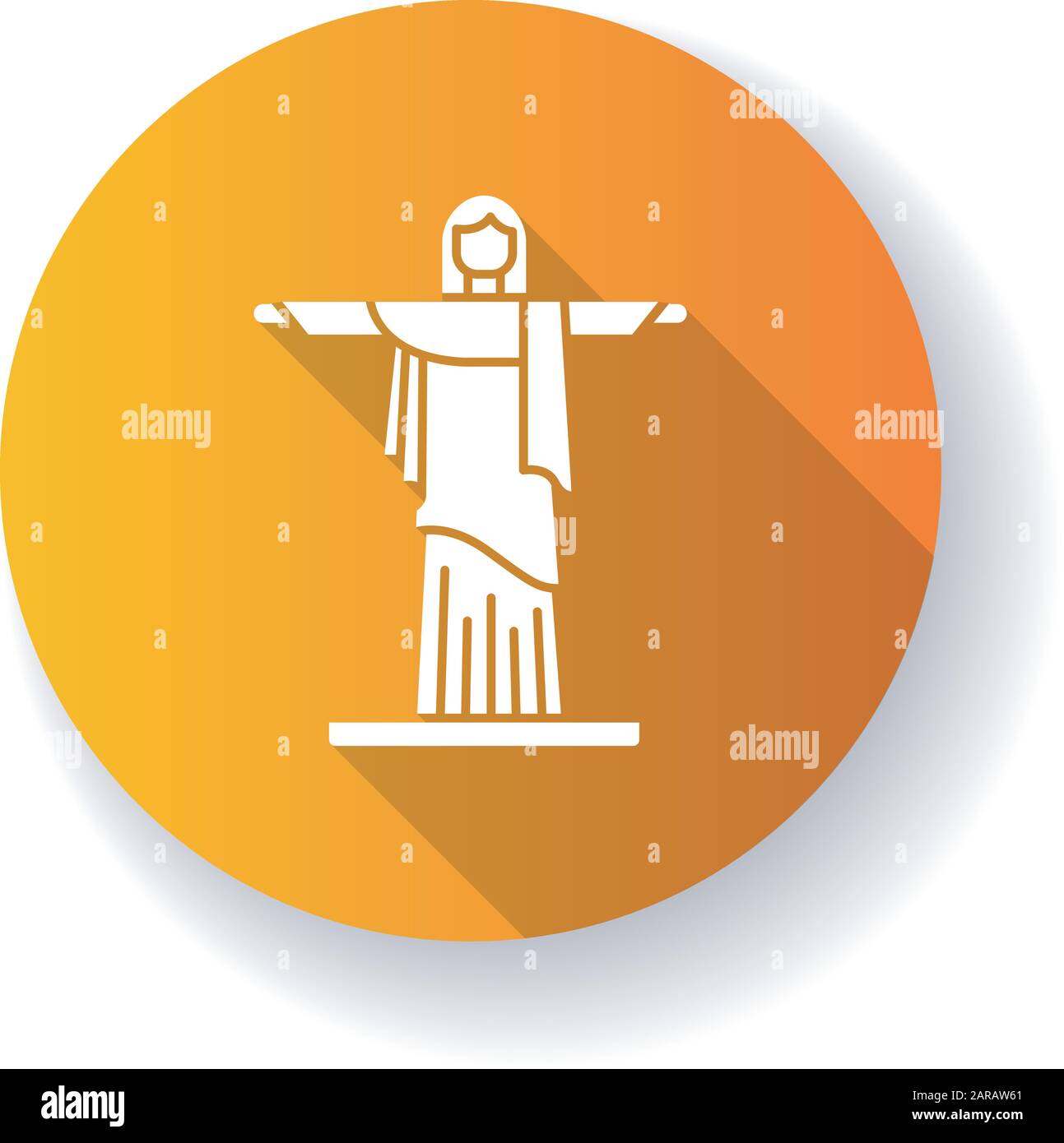 Christ the Redeemer orange flat design long shadow glyph icon ...