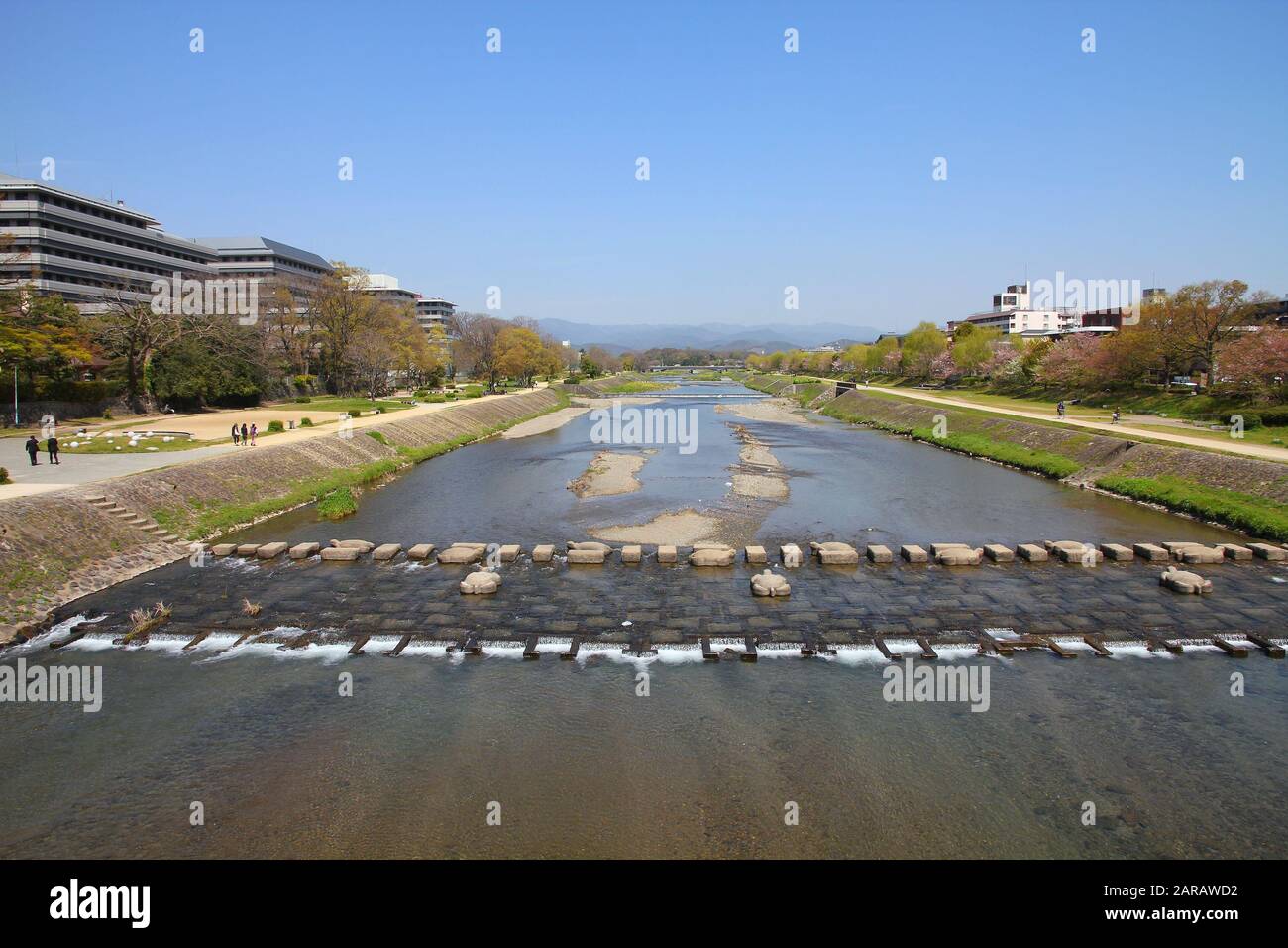 Kyoto, Japan - Kamo River townscape. Also known as Kamo-gawa Stock ...