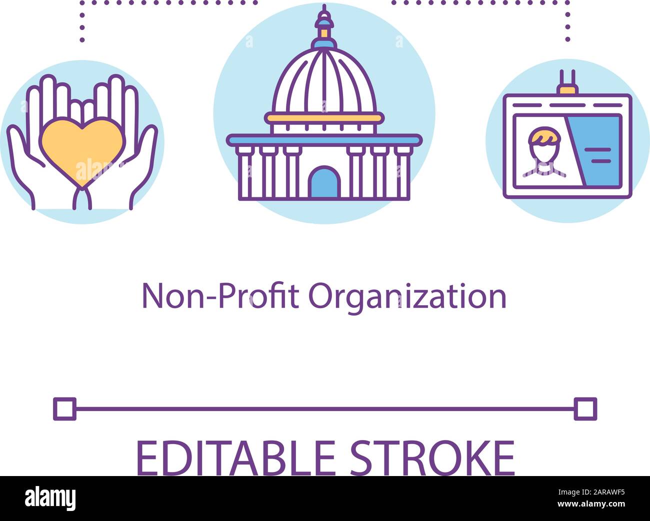 Non-profit organization concept icon. Donating and volunteering. Social ... Non-profit organization concept icon. Donating and volunteering. Social ...