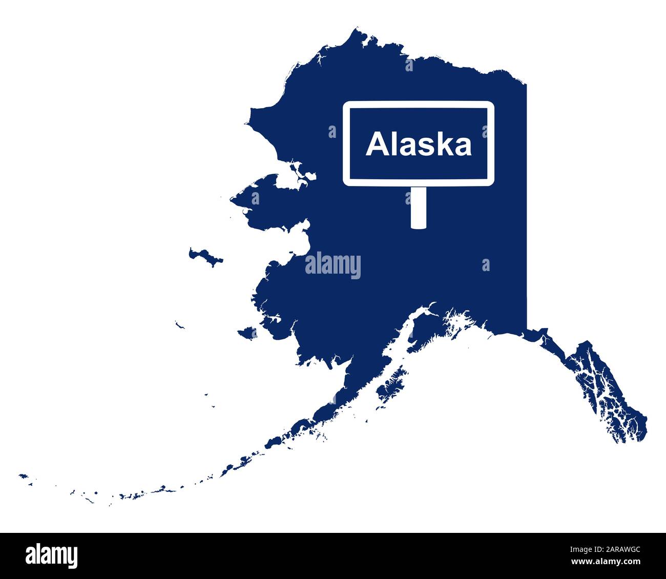 The state of Alaska with road sign Stock Photo - Alamy