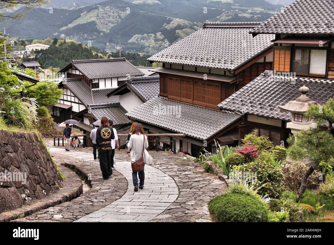MAGOME, JAPAN - MAY 2, 2012: People visit old town of Magome. Magome ...