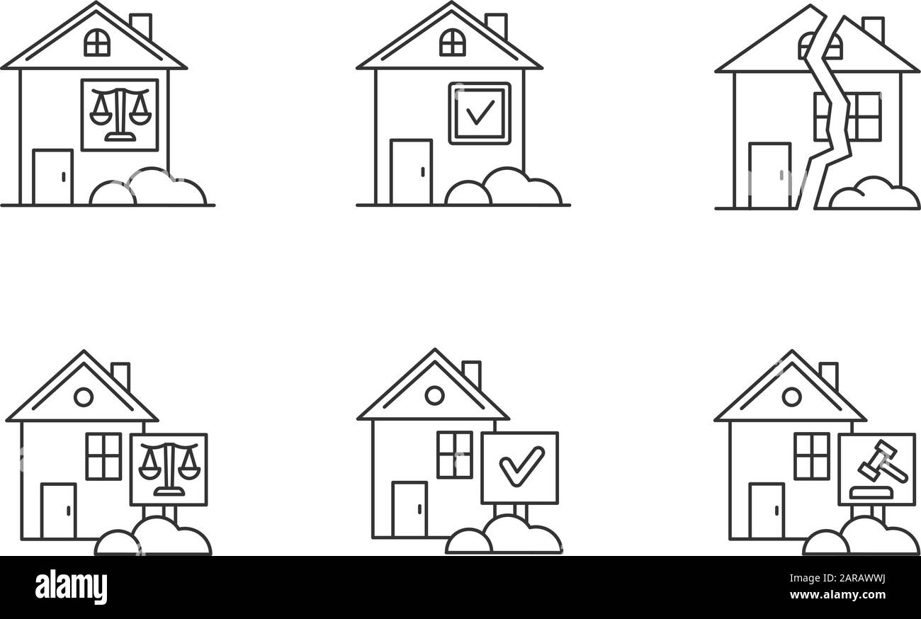 Real estate matters pixel perfect linear icons set. Tenancy legal ...