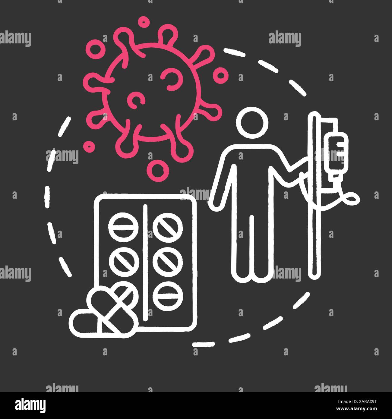 Medical oncology chalk RGB color concept icon. Hospital virus therapy ...