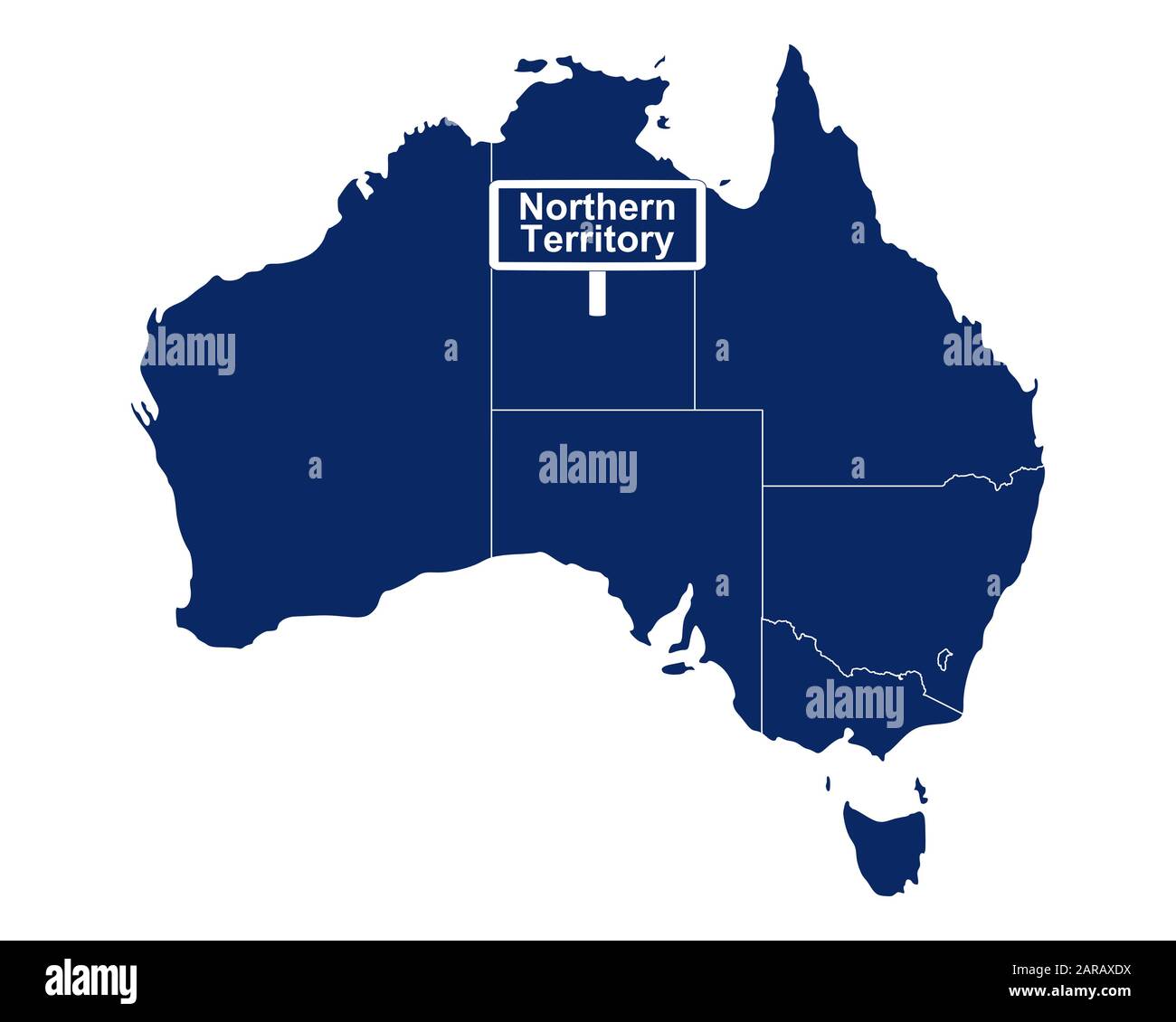Northern Territory with map of Australia and road sign Stock Photo - Alamy