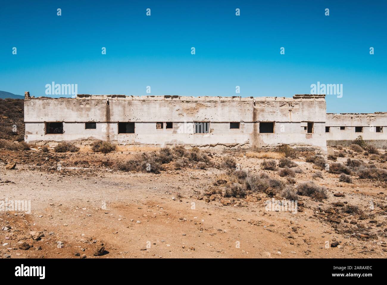 abandoned building ruins in ghost town in desert landscape Stock Photo ...