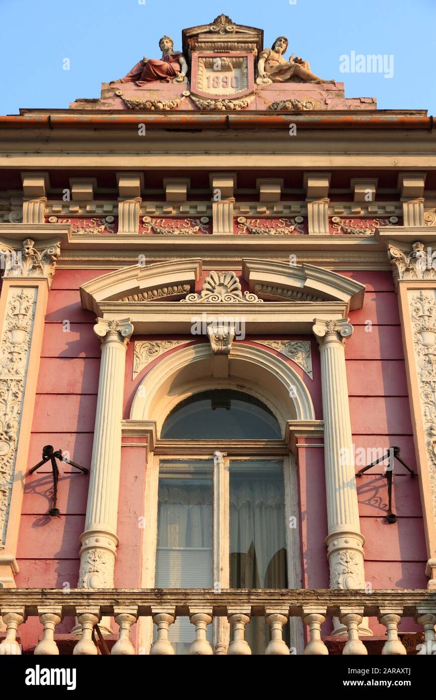 Targu Mures town in Romania - old town architecture. The city is also ...