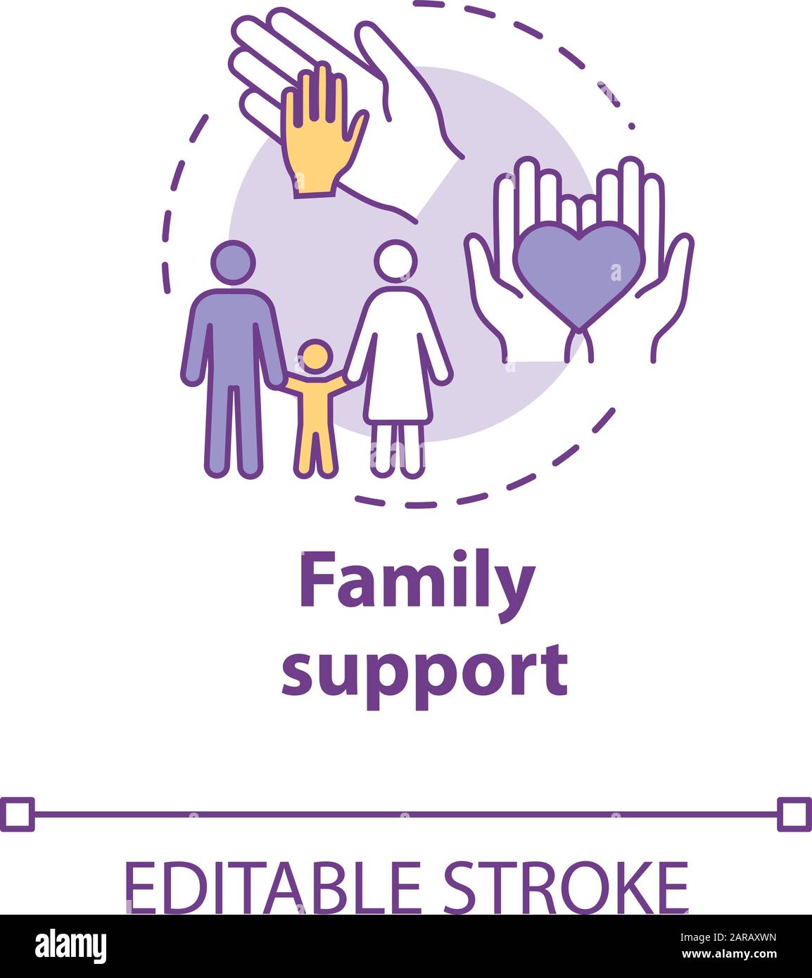 Family support concept icon. Parental care. Relatives backing. Family ...