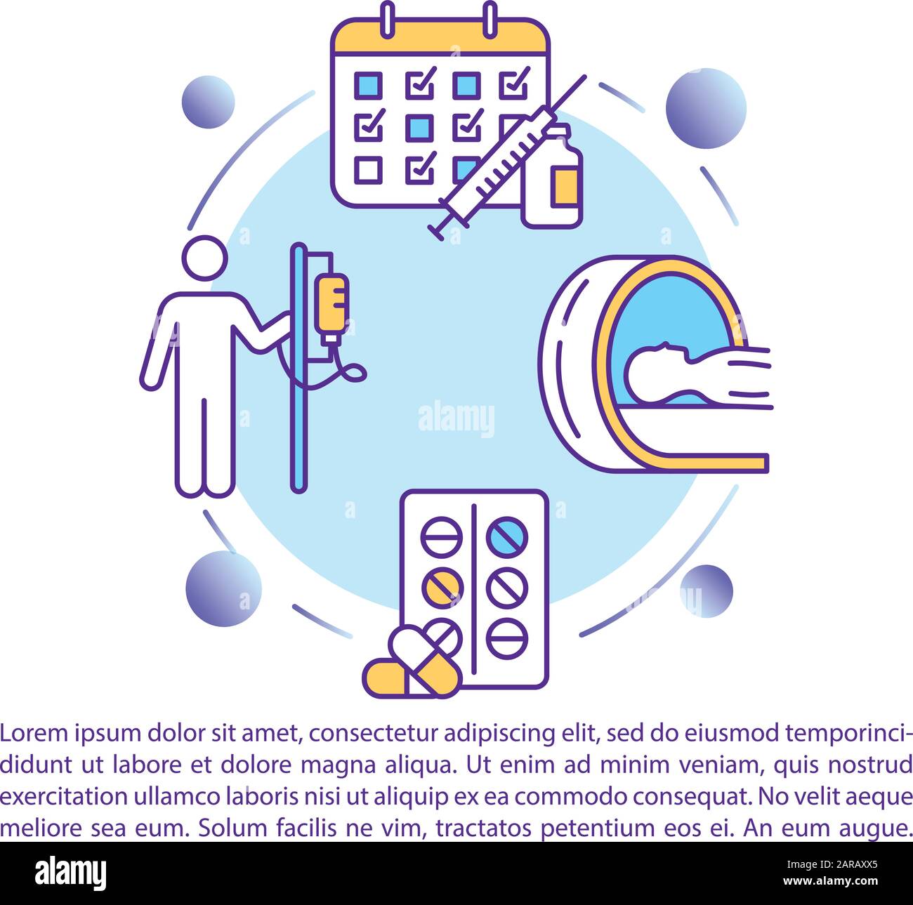 Cancer treatment concept icon with text. Radiotherapy. Chemotherapy and ...