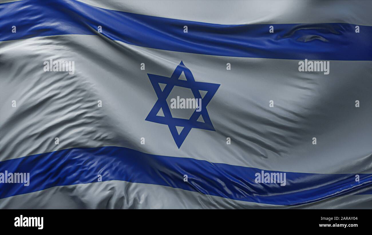 National flag of Israel on a waving cotton texture background - 3D ...