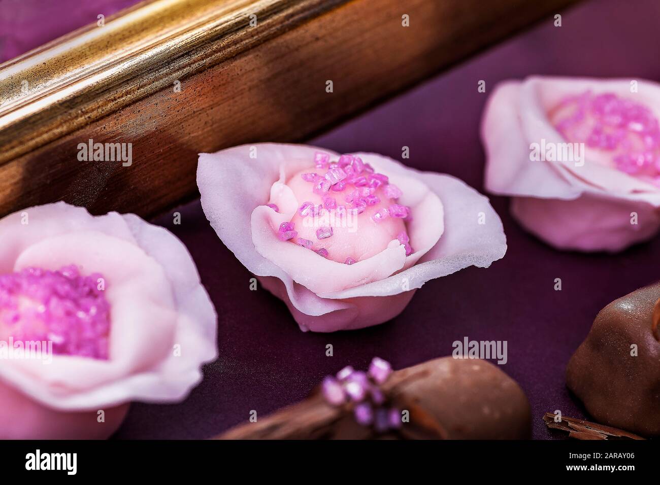 White chocolate candies Stock Photo - Alamy
