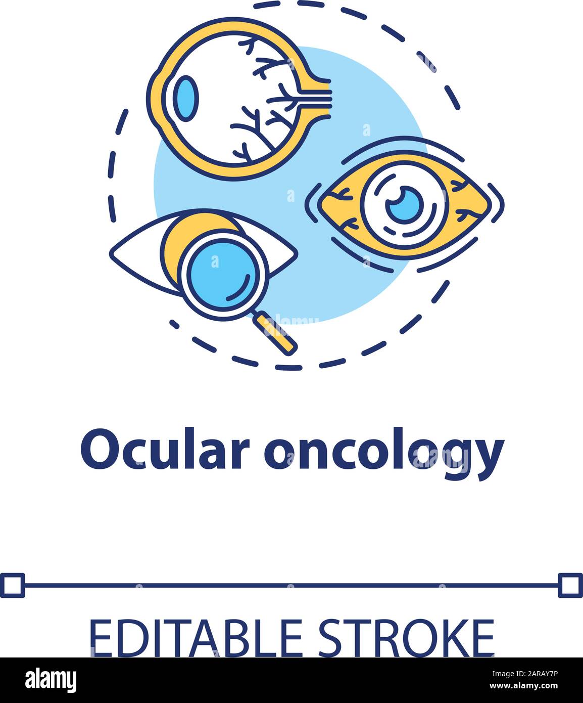Ocular oncology concept icon. Eye neoplasm diagnosis and treatment ...