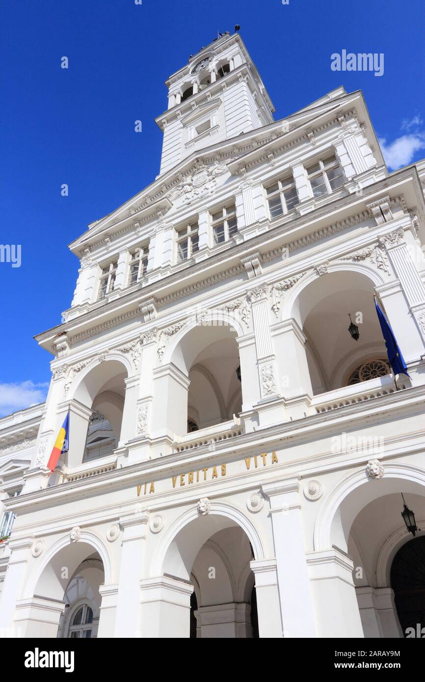 Arad, Romania - City Hall, local administrative building. Renaissance ...