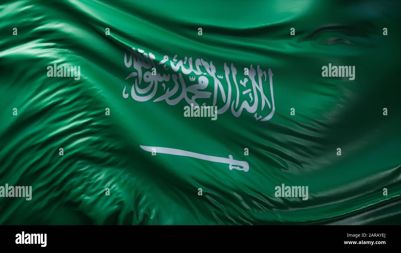 National flag of Saudi Arabia on a waving cotton texture background ...