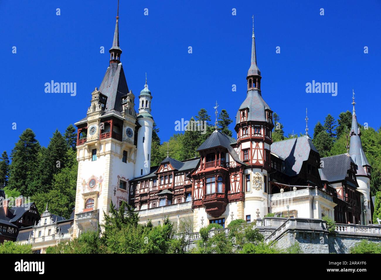 Castle in Romania. Peles Castle is a beautiful Neo-Renaissance landmark ...