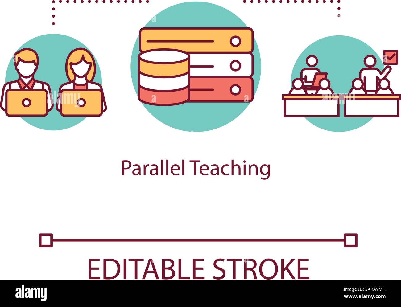 Parallel teaching concept icon. Co-teaching practice. Tutors and ...