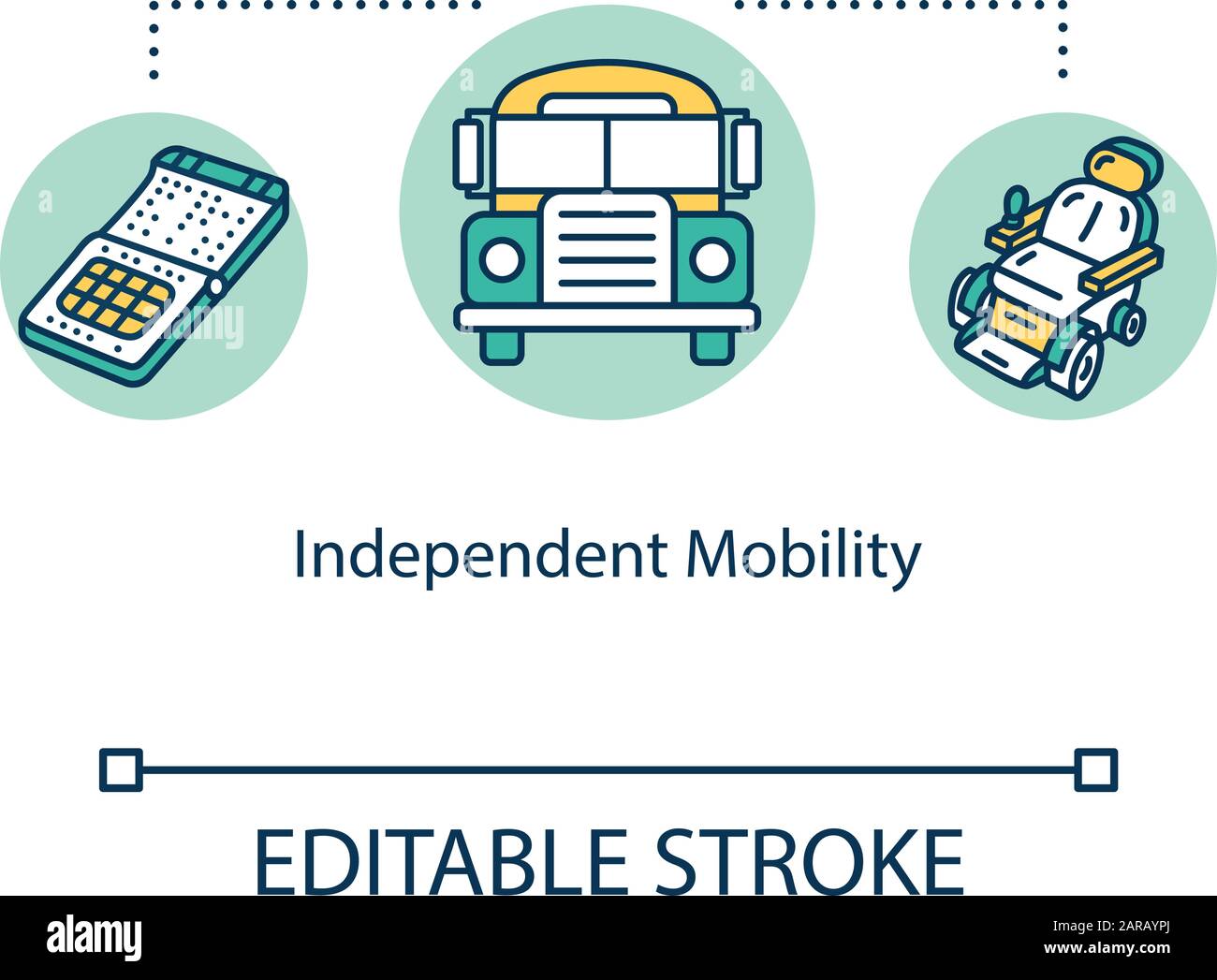 Independent mobility concept icon. Transportation vehicles for invalid ...