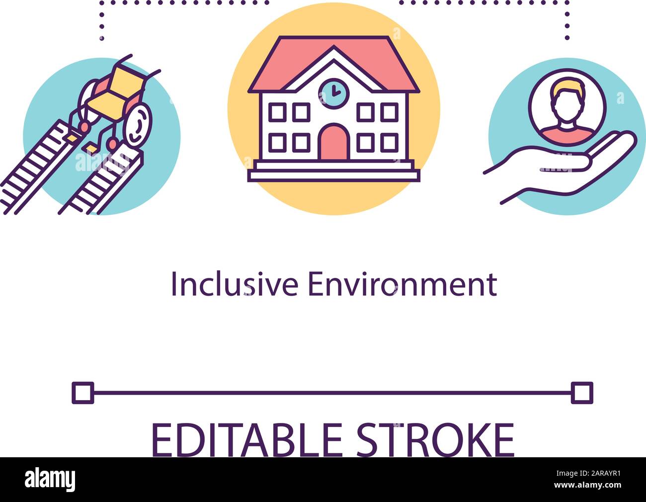 Inclusive environment concept icon. Support for disabled people in ...