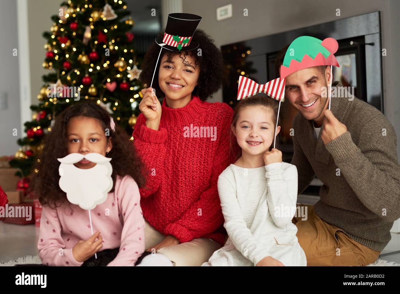 Child in mask christmas tree hi-res stock photography and images - Alamy