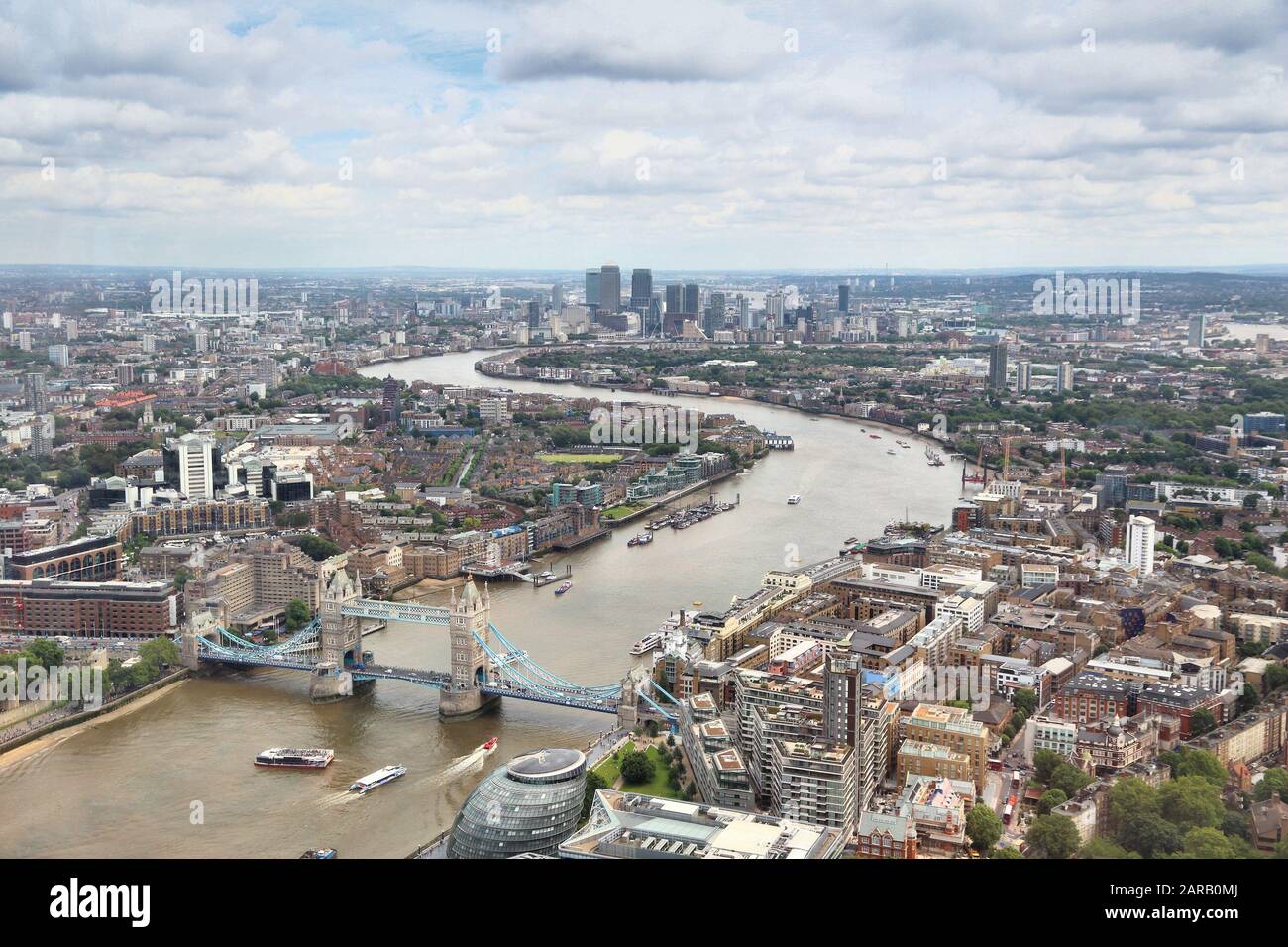 London aerial view with Tower Bridge and River Thames Stock Photo - Alamy