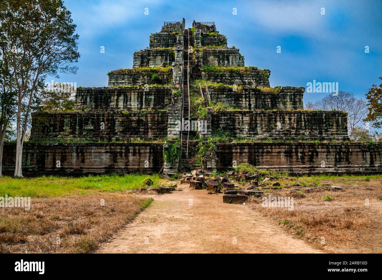 The prang seven tiered pyramid at the Prasat Thom site in Koh Ker ...