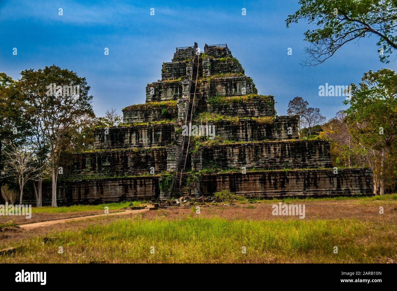 The prang seven tiered pyramid at the Prasat Thom site in Koh Ker ...