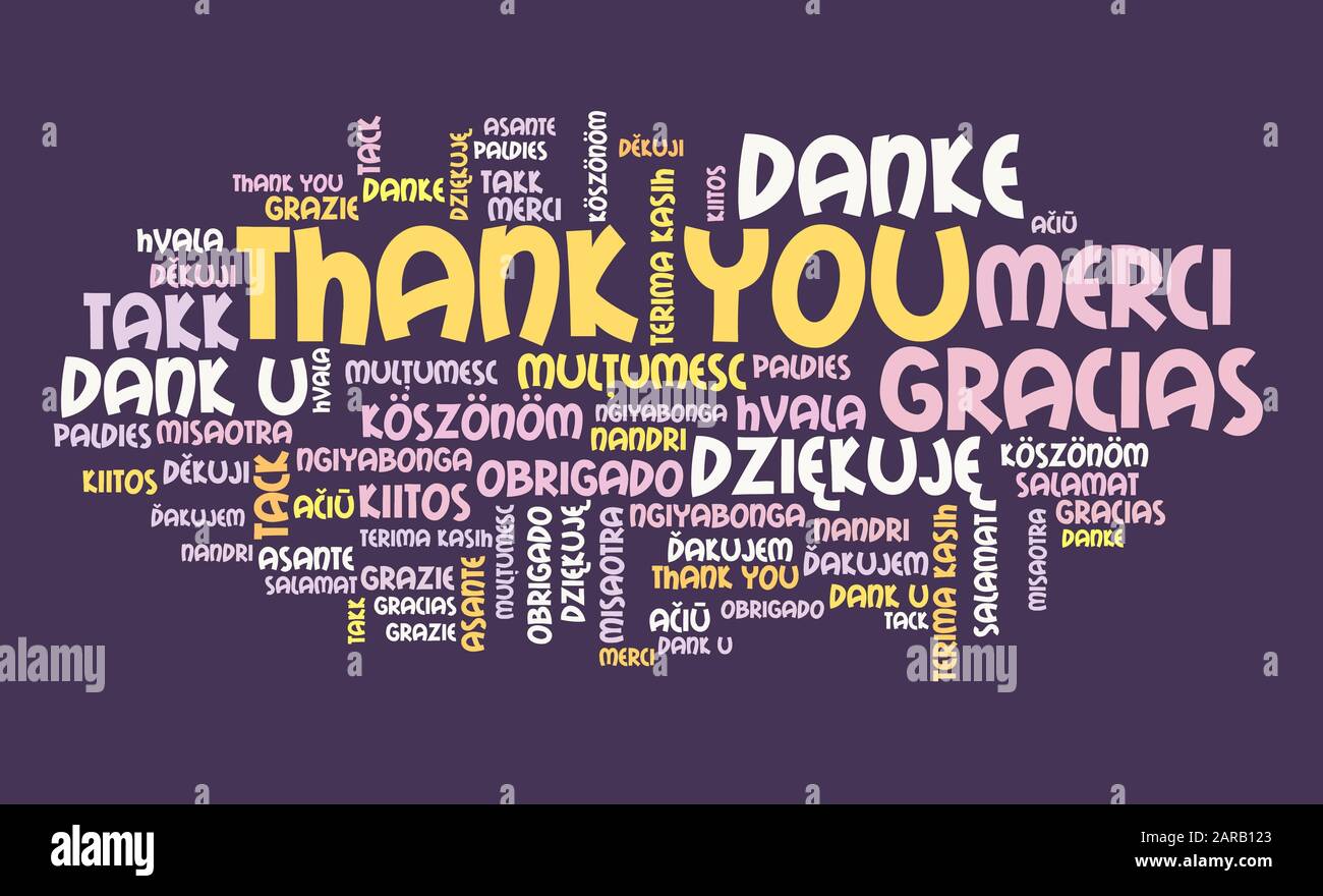 Thank you message sign. International thank you sign in many languages ...