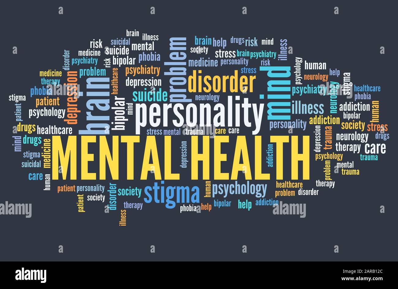 Mental health word cloud sign. Mental health concepts and issues Stock ...