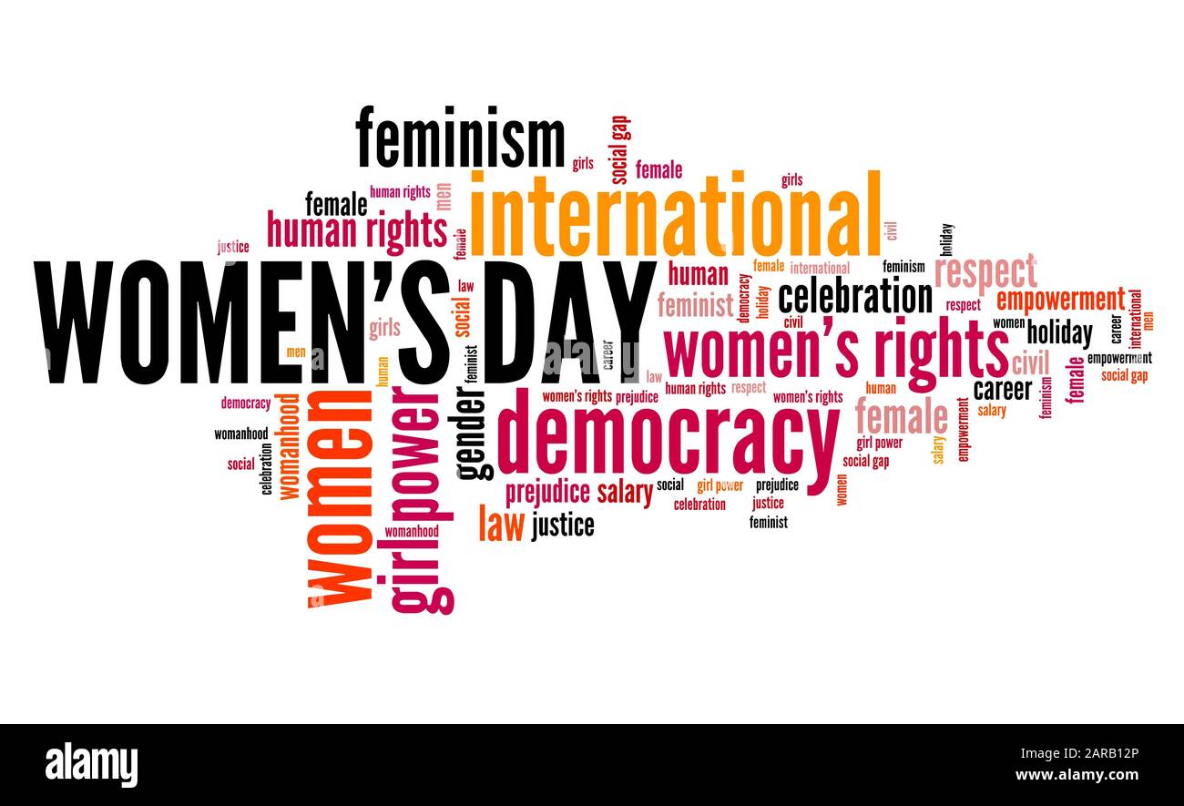 Women's Day keywords - feminism concept word cloud Stock Photo - Alamy