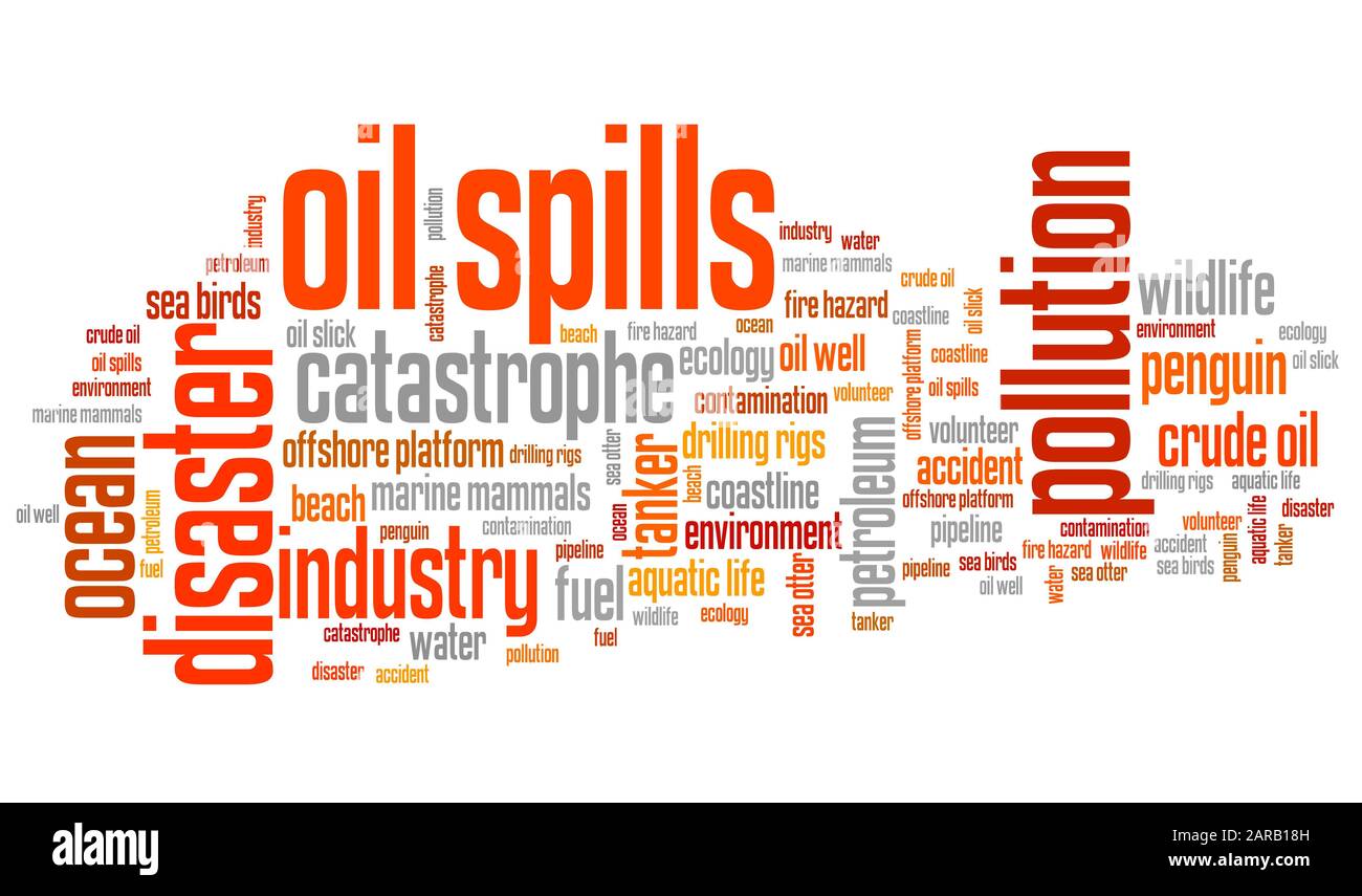 Oil spills - environmental issues and concepts word cloud illustration ...