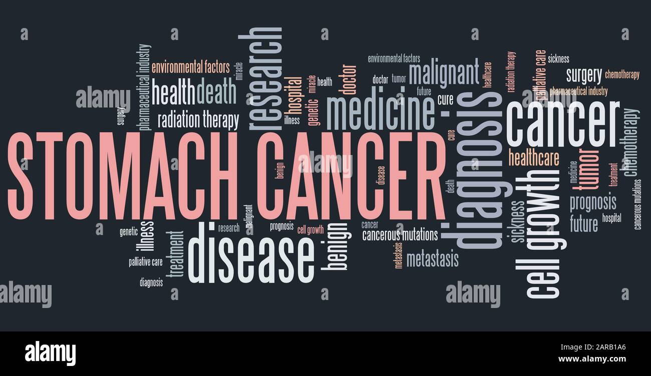 Stomach cancer word collage concept. Serious disease treatment Stock ...