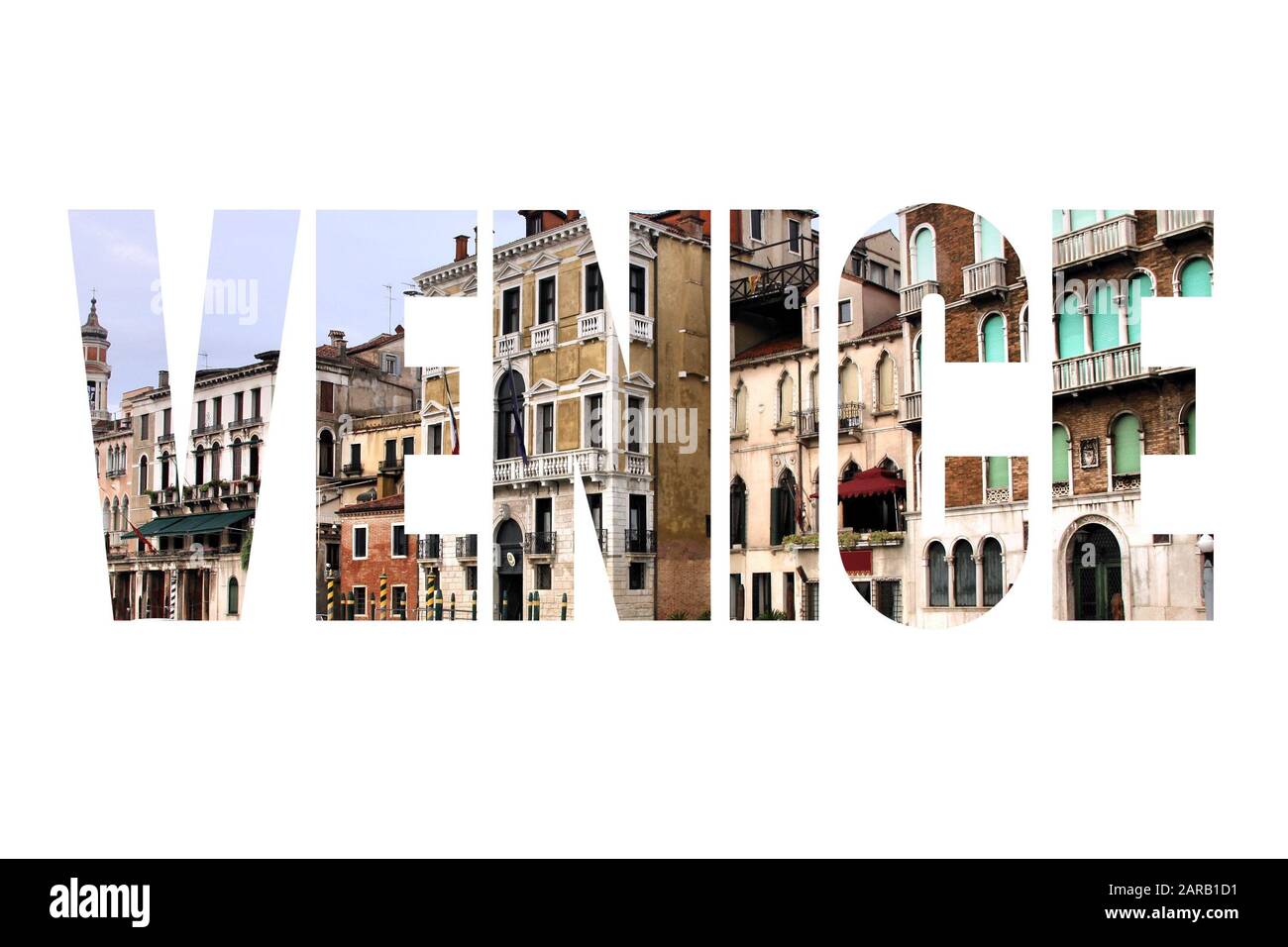 Venice text word sign - Italy city name silhouette postcard Stock Photo ...