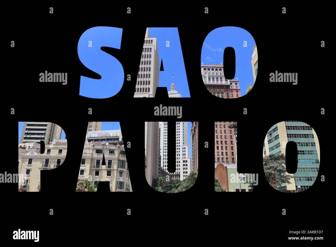 Sao Paulo text sign - city name with background travel postcard photo ...