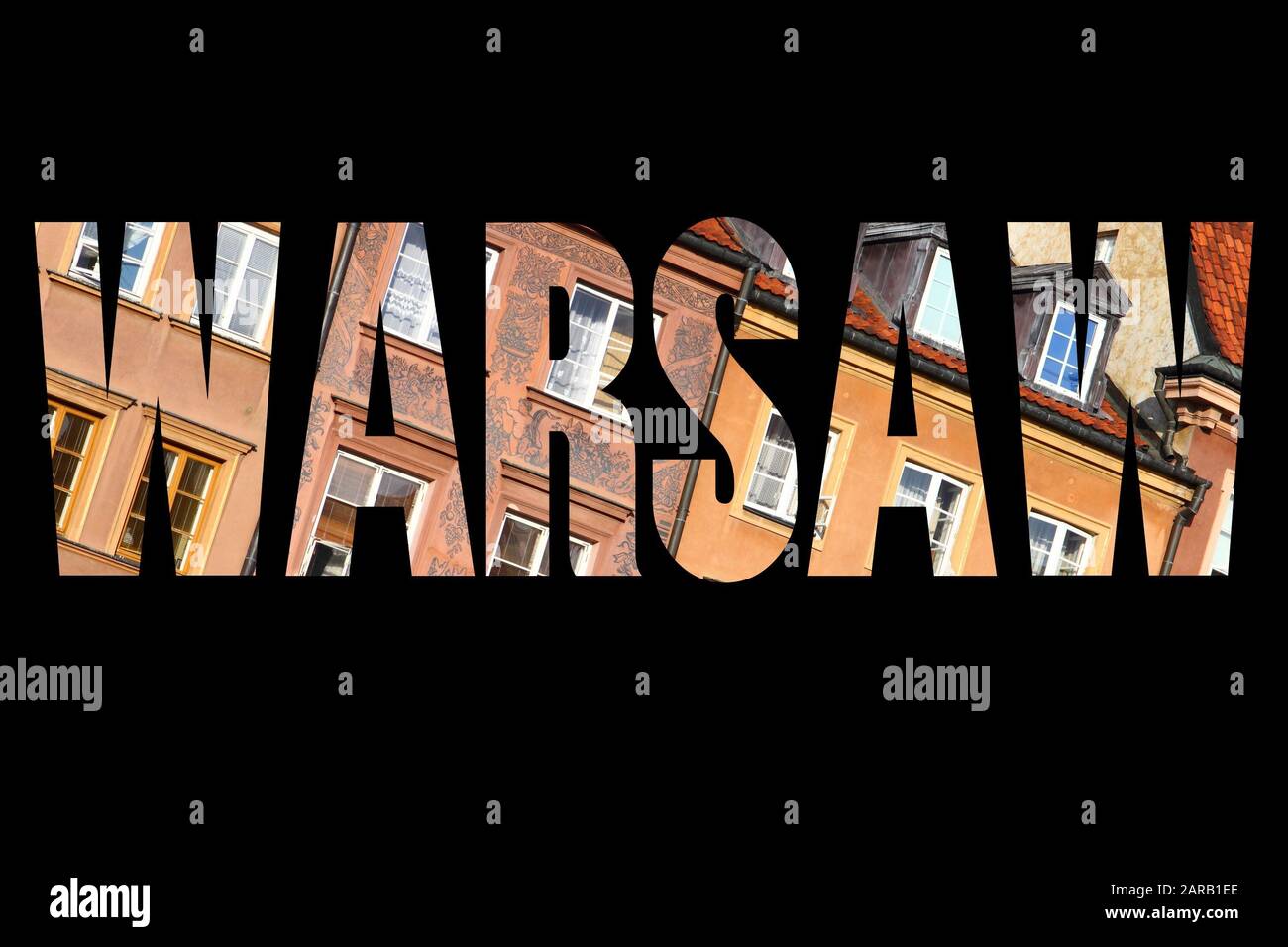 Warsaw, Poland - city name text with photo in background. Isolated on ...