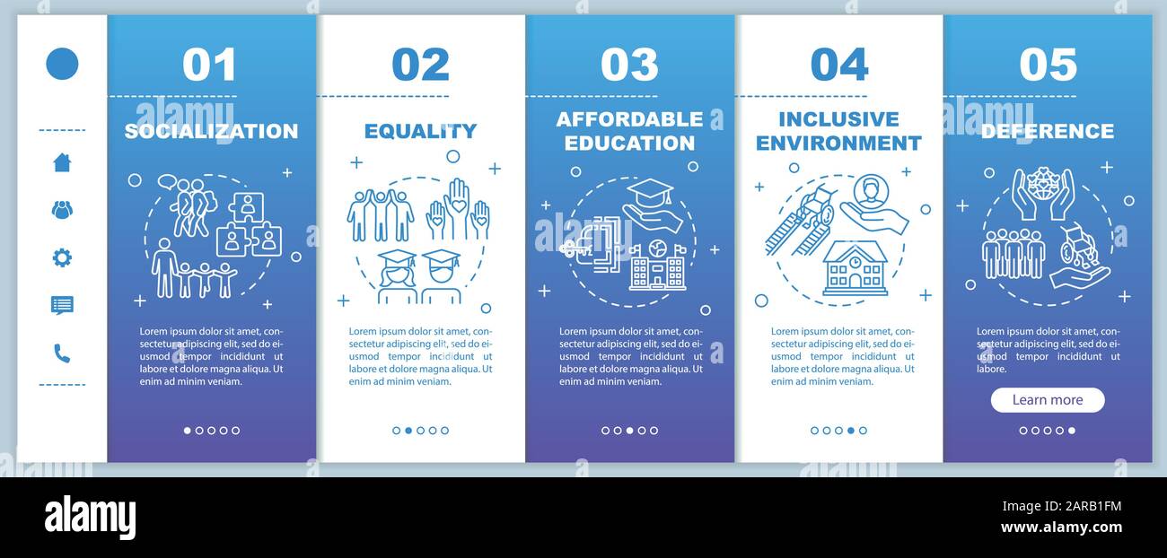 Inclusive education onboarding vector template. Equality and socialization. Affordable studying ...